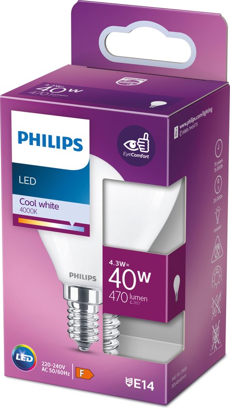 Philips Led Classic 40w E14 Cw P45 Fr Nd Rfsrt4 Verlichting | bol