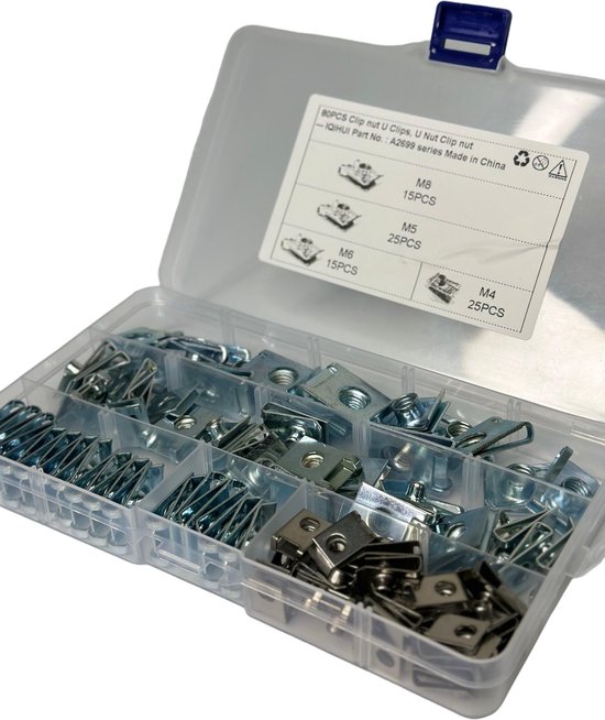 MGM Trading - Set van 80 U-Type Gewinde Clip Moeren, Roestvrijstalen M4 ...