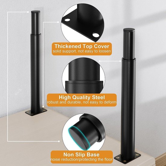 4 pieces adjustable height metal black small table legs - furniture DIY ...