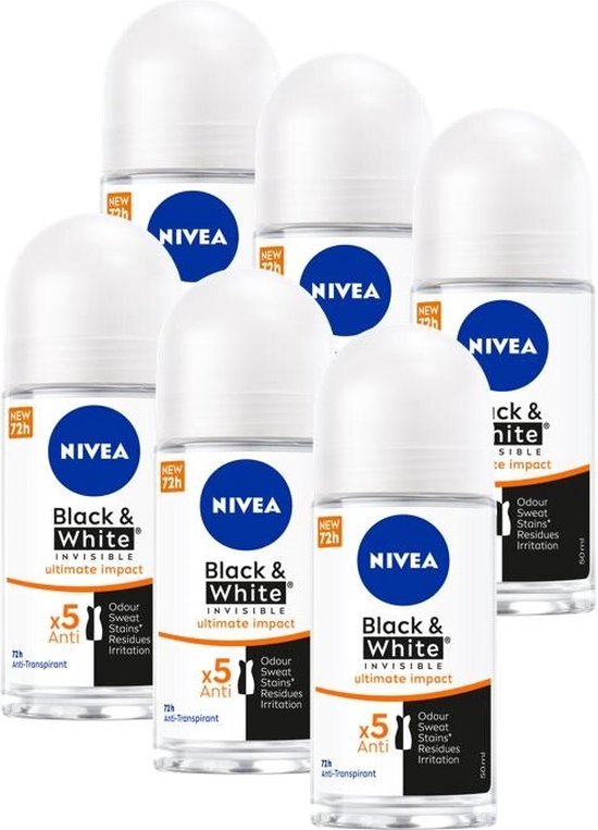 NIVEA Black & White Ultimate Impact Anti-Transpirant Deo Roller - Deodorant -... | bol