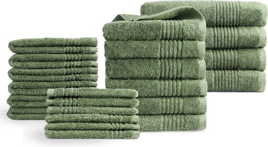 PHLOX Supreme handdoeken set - Groene badhanddoeken - 22-delig - Oud ...