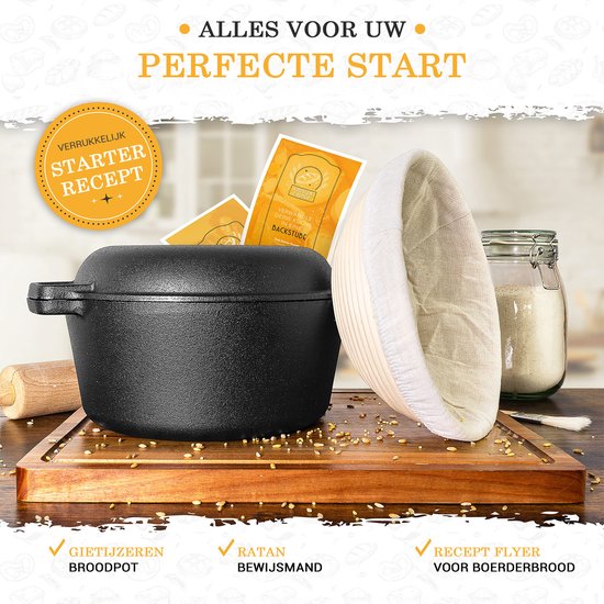 KRUSTENZAUBER® Dutch Oven Ronde 26 cm voor brood bakken inclusief ...