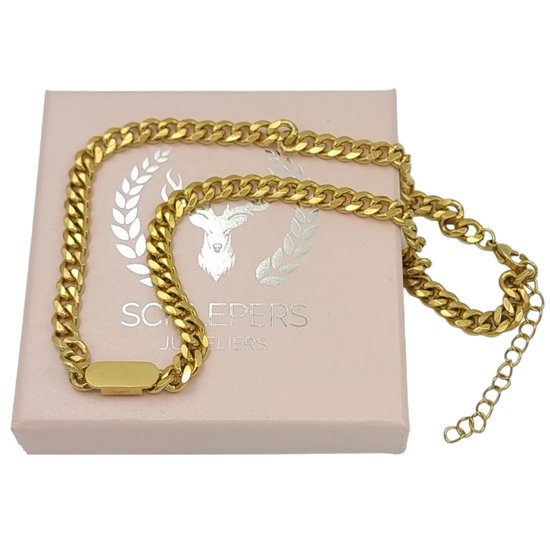 Collier met gourmetschakel - Premium gold-plated staal - L 41 + 5 cm ...