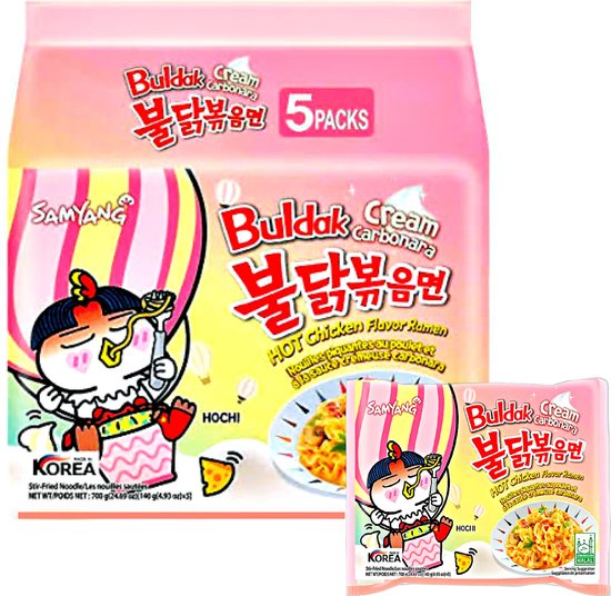 Samyang Buldak Cream Carbonara noodles 5 pack | bol