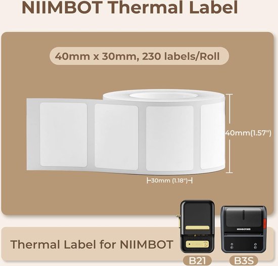 NIIMBOT Labels/Etiketten B21/B1/B31/B3S/K3 - Transparant 40x30mm - 230 vellen | bol