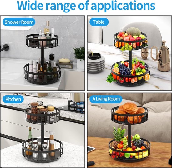 Fruitmand zwart 2 etages - Fruitetagère groot voor meer ruimte ...