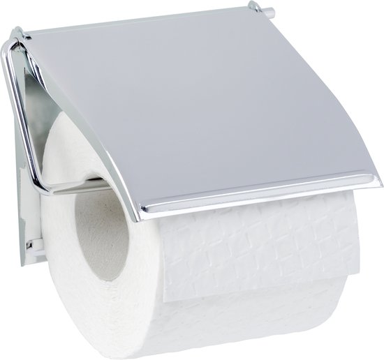 WENKO Toiletrolhouder Cover met klep chroom - WC rolhouder | bol