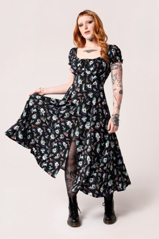 Hell Bunny - Amanita Midi Lange jurk - 2XL - Zwart | bol