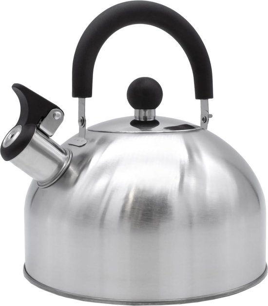 Roestvrijstalen waterketel, zilver, 2,5 liter, fluitketel met deksel en ...