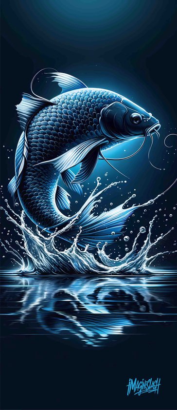 Imagine Slash Carp Art ‘Blue Moonlight’ 30 x 70 cm Metal Printed Dibond ...