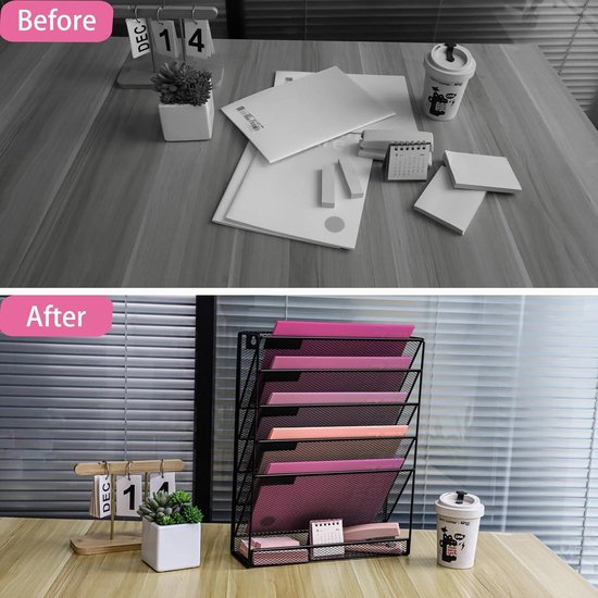 6 Tier Wandgemonteerde File Organizer - Hangende Muur Bestand Houder ...