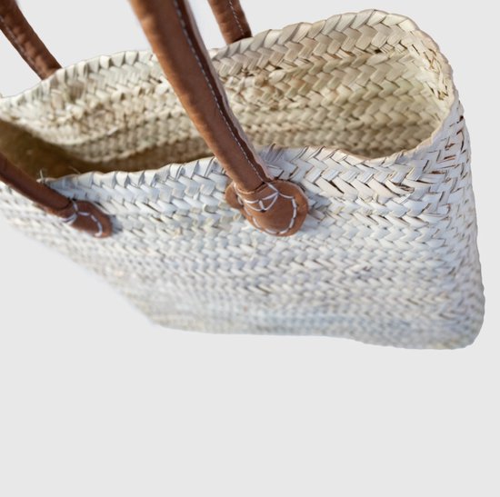 O fonte vierkante leren/rieten grote handtas – cognac | bol