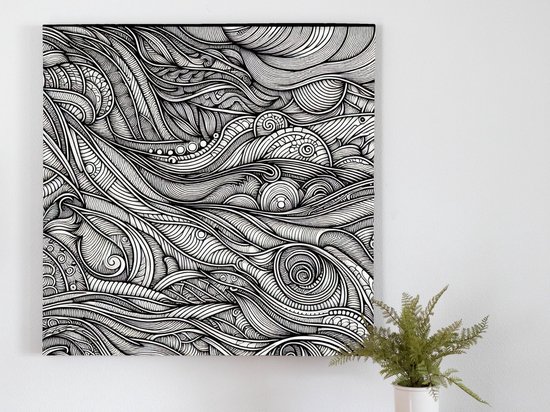 Line art relief schilderij | Lineaire reliëfcompositie: Een abstracte ...