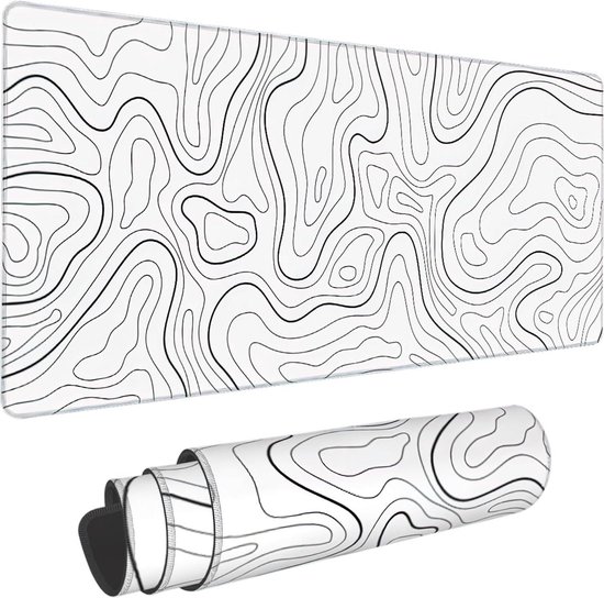 Witte topografische contourkaart uitgebreide gaming-muismat - Groot 354 ...