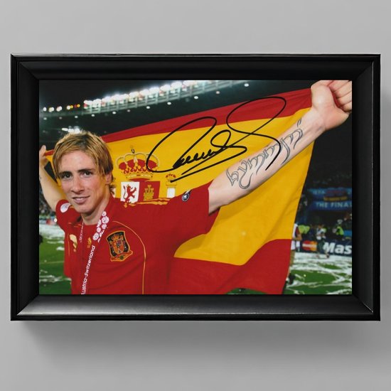 Fernando Torres Ingelijste Handtekening – 15 x 10cm In Klassiek Zwart ...