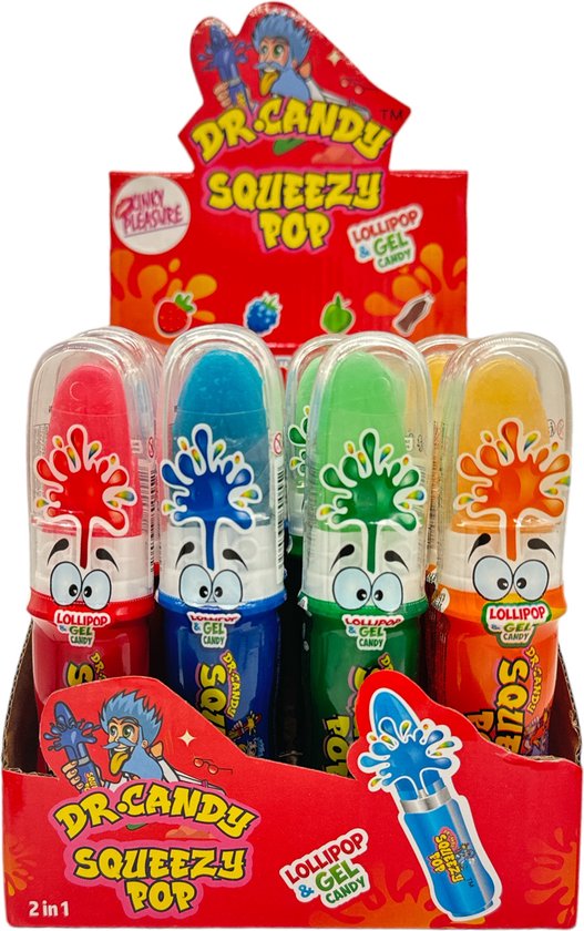 Dr. Candy - Squeezy Pop 4 Smaken - Display 24 Stuks | bol