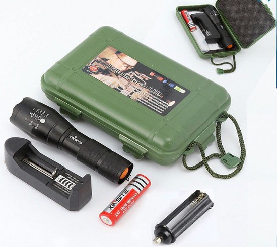 Militaire Zaklamp - Zaklamp LED oplaadbaar - 1200 Lumen - IP66 Waterdicht - Hard Case... | bol