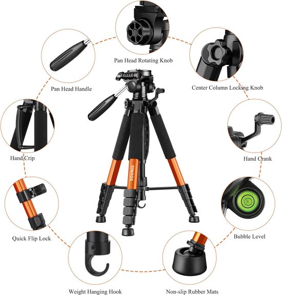 Sounix Camera statief - telefoon statief - 188 cm - Incl. Bluetooth ...