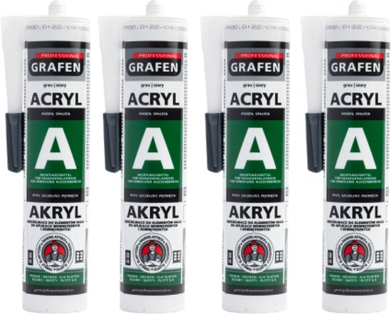 GRAFEN PROFESSIONAL - Acrylaatkit - Grijs - 4 x 300 ml - Voor Binnen ...