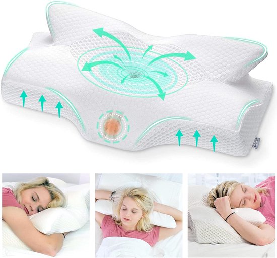 Cervicaal orthopedisch traagschuim kussen voor hals schouderpijn - met uitneembaar... | bol