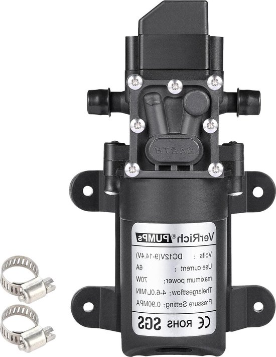 12V waterpompen VerRich hogedruk zelfaanzuigende membraanpomp voor ...