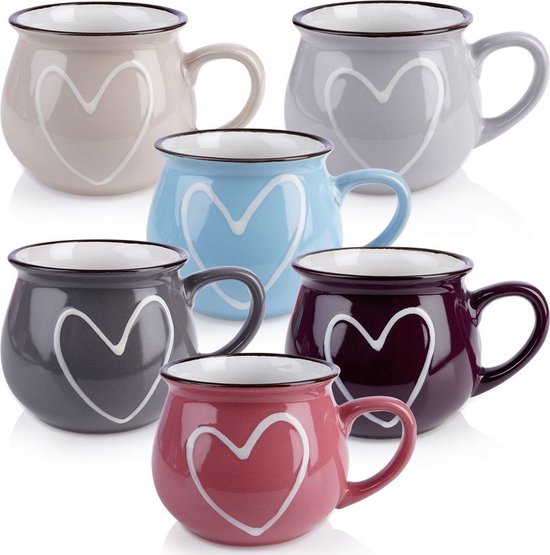 Mokken Keramiek 320 ml 6 stuks - Set - Bekers - Koffiebekers - Kopjes - Koffiemok | bol