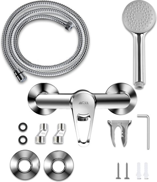 Moderne Wandmontage Douchekraan Set met Eenhendel, Chroom - Douche ...
