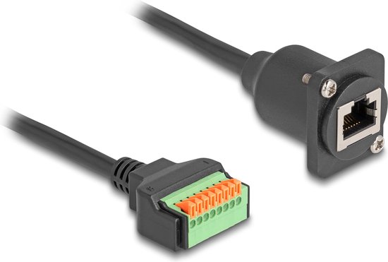 Delock D-Type Cable RJ45 jack to Terminal Block with push button Cat.5e ...