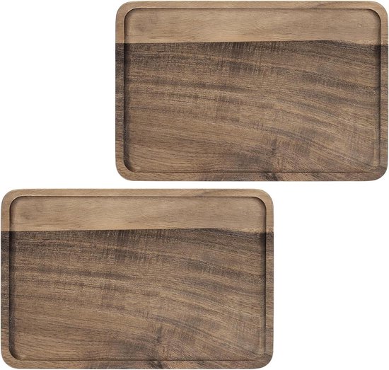 Houten rechthoekig dienblad van acaciahout 30 x 20 cm - Hout decoratief ...