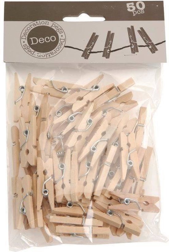Mini Wasknijpers Houten 2,5 cm 50 stuks - Clips voor Fotos - Decoratie ...
