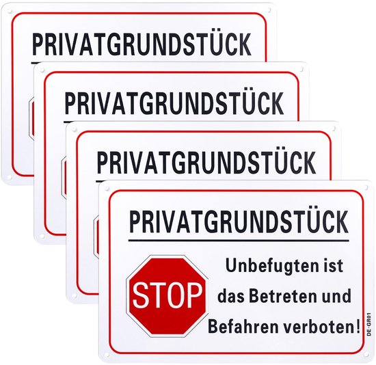 Private Plot Signs Aluminum Reflective 20x30cm, 4 Pieces Sign Private ...