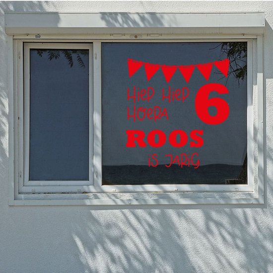 Raamsticker Verjaardag Hiep Hiep Hoera - Rood - 35-x-35-cm 35 x 35 c | bol