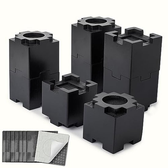 Houten meubelverhogers met antislip rubberen pad – stapelbare verhogers ...