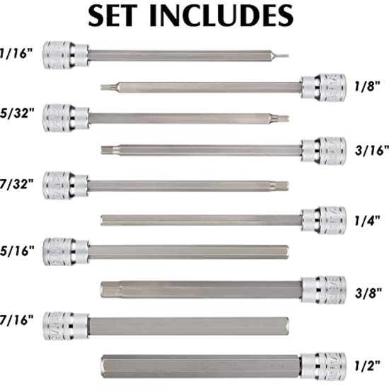 Lange Hex Bit Socket Set 3/8 Inch Drive, Inbus Bit Socket Set 1/16 tot ...