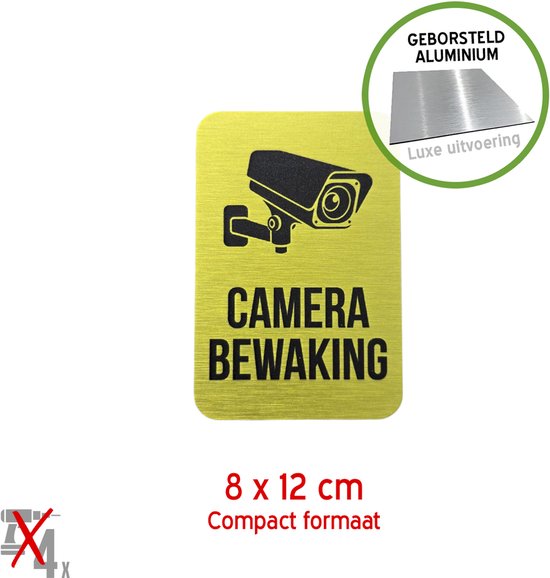 Pictogram/ luxe bordje (klein) | "Camerabewaking" | 8 x 12 cm | Geel ...