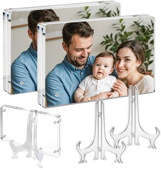 Dubbelzijdig zwevend fotokader - modern design - 1 stuk - acryl | bol