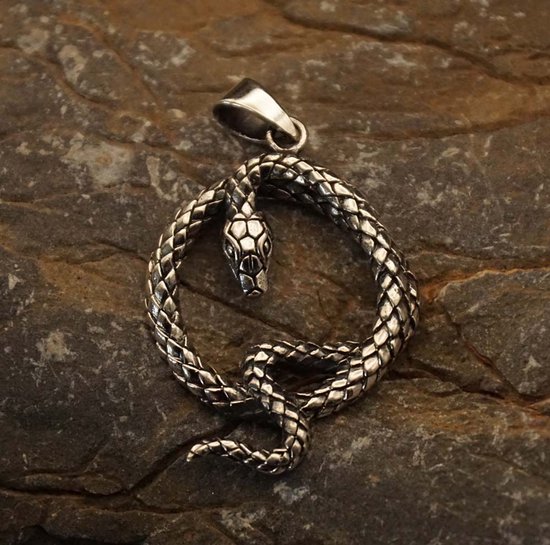 Sterling zilveren hanger opgerolde slang - 925 zilveren slangen hanger ...
