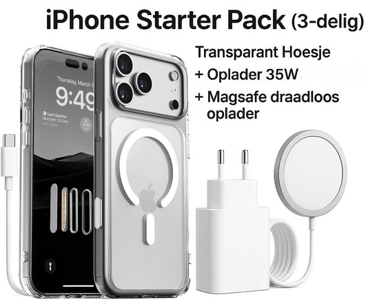 Yammii | iPhone Starter Pack 3-delig – Transparant hoesje Magsafe + 15W ...