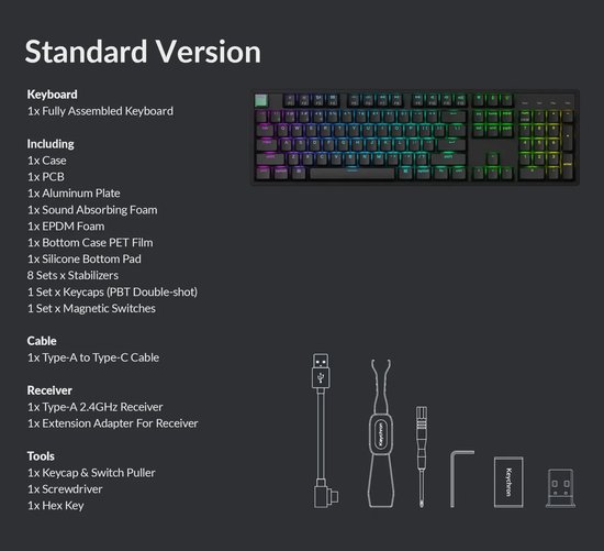 Keychron K10 HE toetsenbord Nebula switch zwart | bol