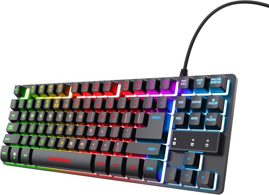 Compacte TKL Gaming Toetsenbord met RGB Verlichting en USB Plug & Play voor PC/Laptop | bol