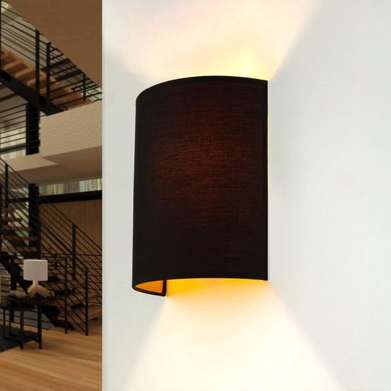 Zwarte Gouden Wandlamp voor Slaapkamer en Hal, Up Down Lamp met ...