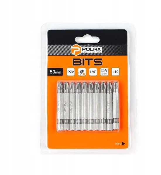 10x PZ2 Bitjes 50mm 1/4" CRV 6150 Staal | bol