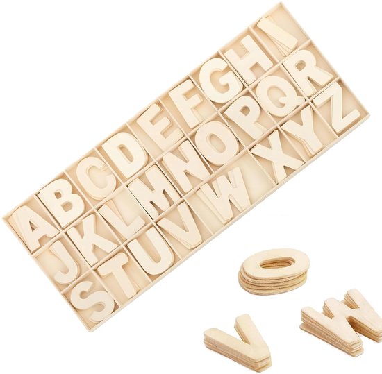 Houten letters voor handwerk - set van 130 - natuurlijk hout - 31 x 25 ...