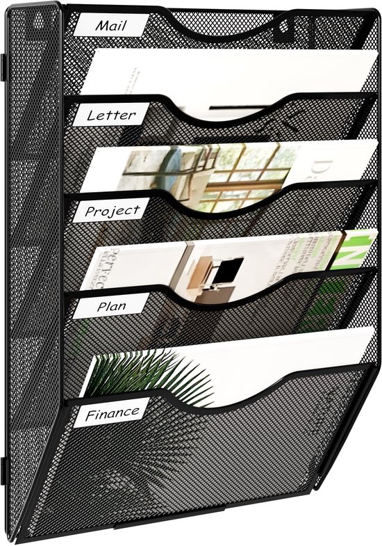 JEBELE 5-vaks stapelbare tijdschriftenhouder krantenhouder voor aan de ...