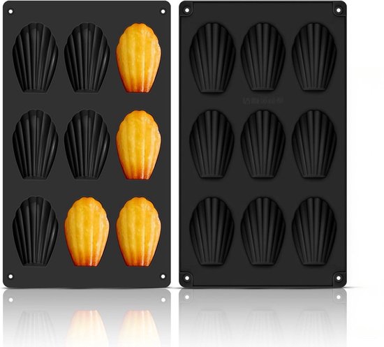 Madeleinevorm (2 stuks), 9 holtes, antiaanbak siliconen madeleinevorm ...