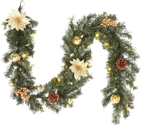 Allecto plus - Kerstslinger met led-verlichting en kunstige decoratie ...