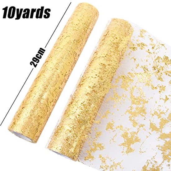 Shiny Gold Glitter Metal Table Runner Table Runner Tulle Decoration ...