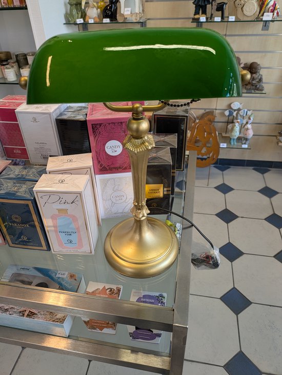 Tiffany bureaulamp vintage groen - goud | bol