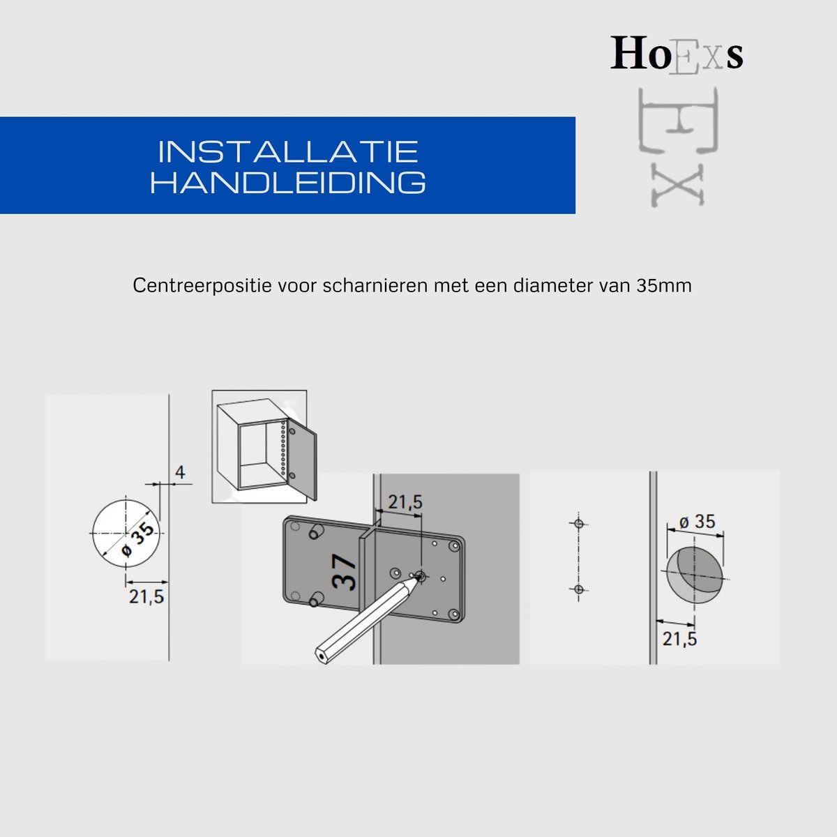 Hoexs Boor en Boormal voor Softclose Keukenscharnier - Diepte ...