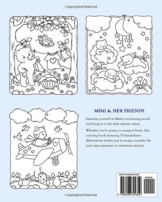 Mimi & Her Friends A Cute and cozy coloring book for all ages ...